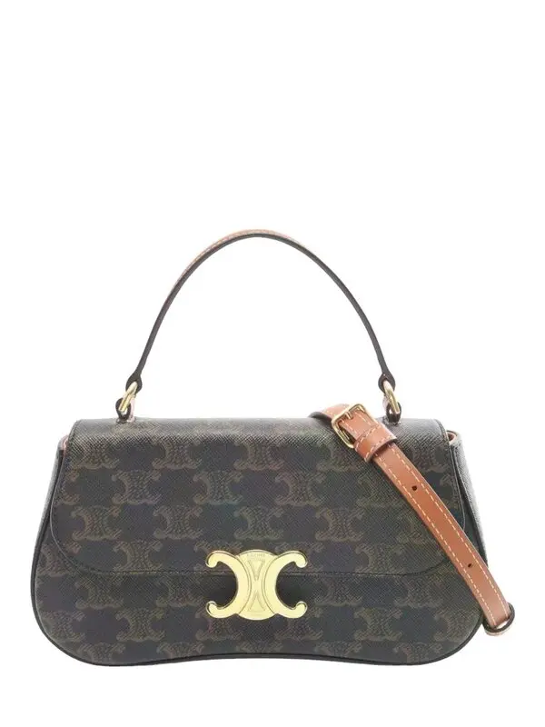 Celine 2000-2026 Teen Triomphe Coated Canvas Laura Satchel - Brown