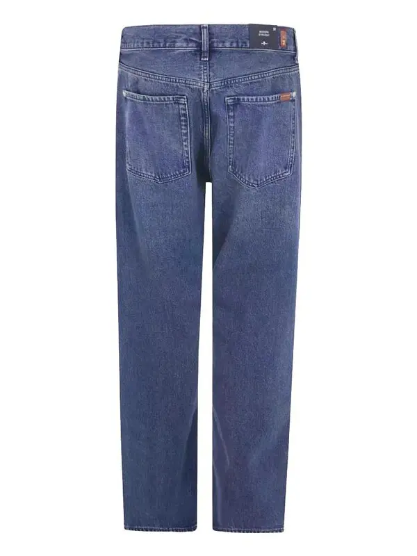 7 For All Mankind Faded Straight-leg Jeans - Blue