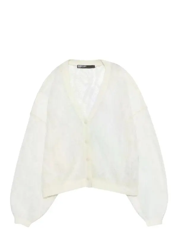 Bimba Y Lola Ivory Mohair Openwork Cardigan - Neutrals