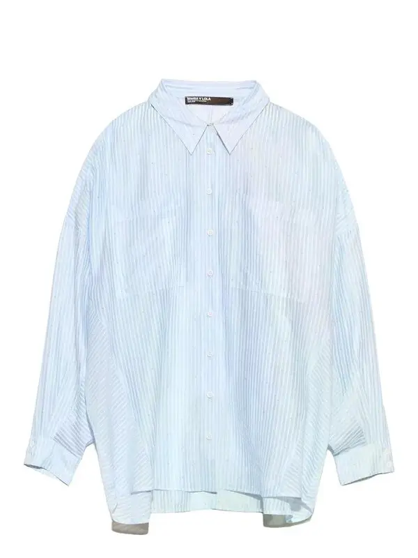 Bimba Y Lola Light Oversize Shirt With Mini Rivets And Stripes - Blue