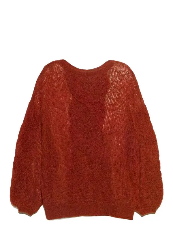 Bimba Y Lola Brick Mohair Cable Knit Sweater - Red