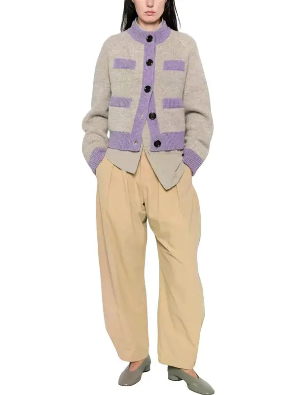 B.B. WALACE Two-tone Button-up Cardigan - Neutrals