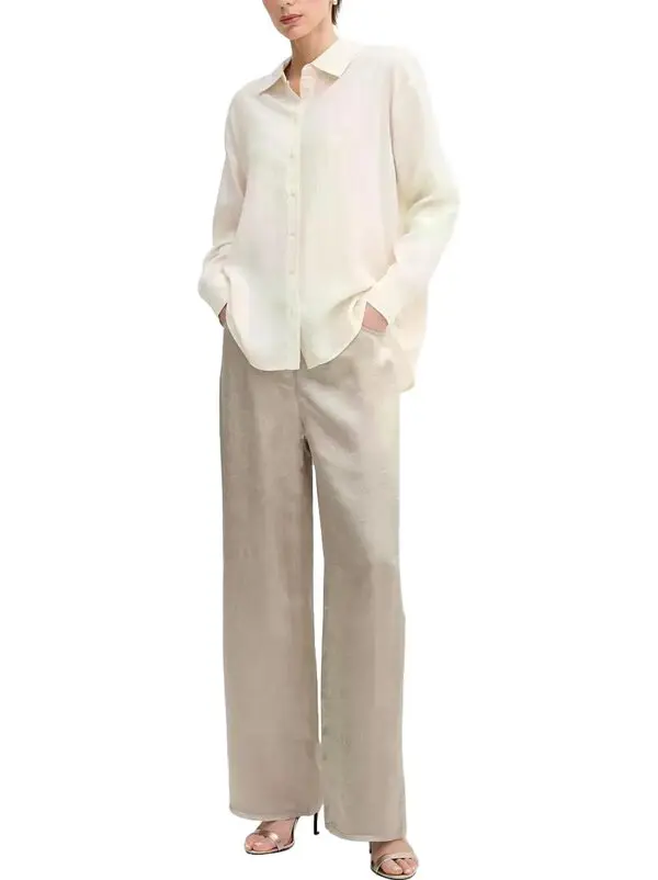 Sisley Button-down Long-sleeved Shirt - Neutrals