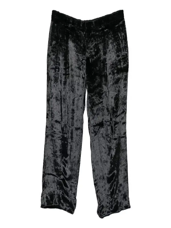 Giorgio Armani 1990s Crushed-velvet Trousers - Black