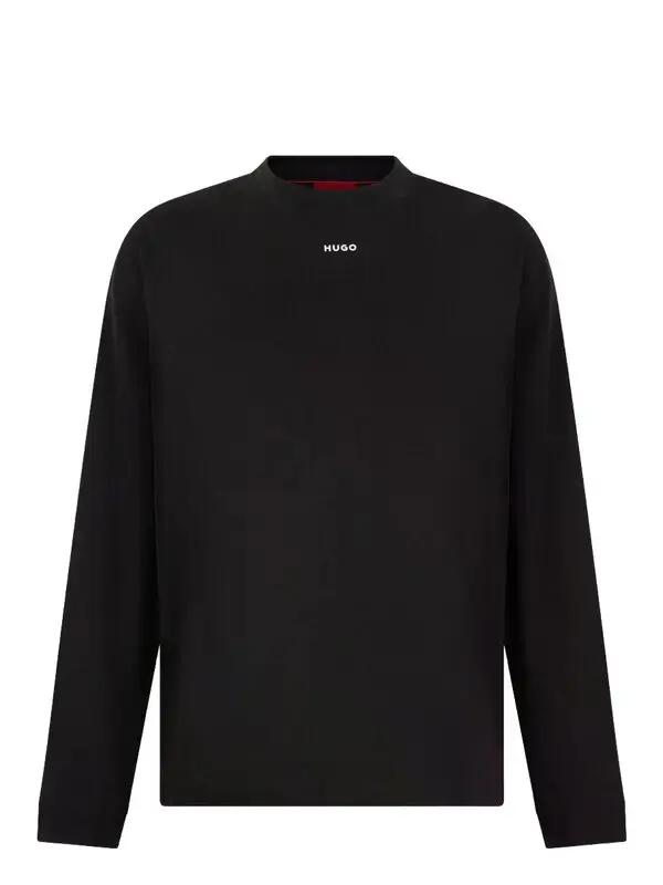 BOSS Logo-print Long-sleeves T-shirt - Black