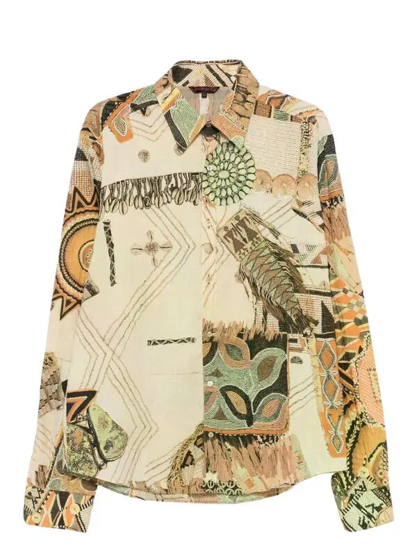 Roberto Cavalli 2000s Graphic-print Shirt - Neutrals