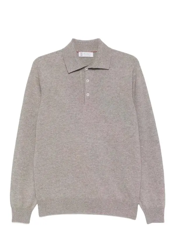 Brunello Cucinelli Long-sleeve Polo Sweater - Grey