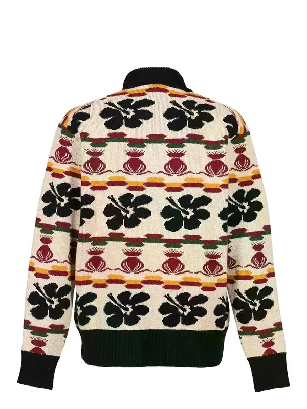 NICHOLAS DALEY Hibiscus Intarsia-knit Cardigan - Neutrals