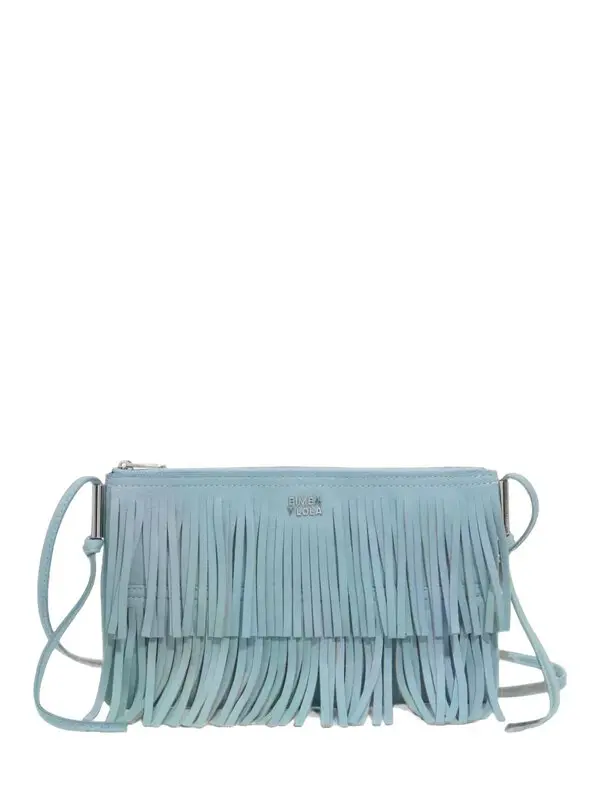 Bimba Y Lola Small Sky- Leather Fringed Clutch Bag - Blue
