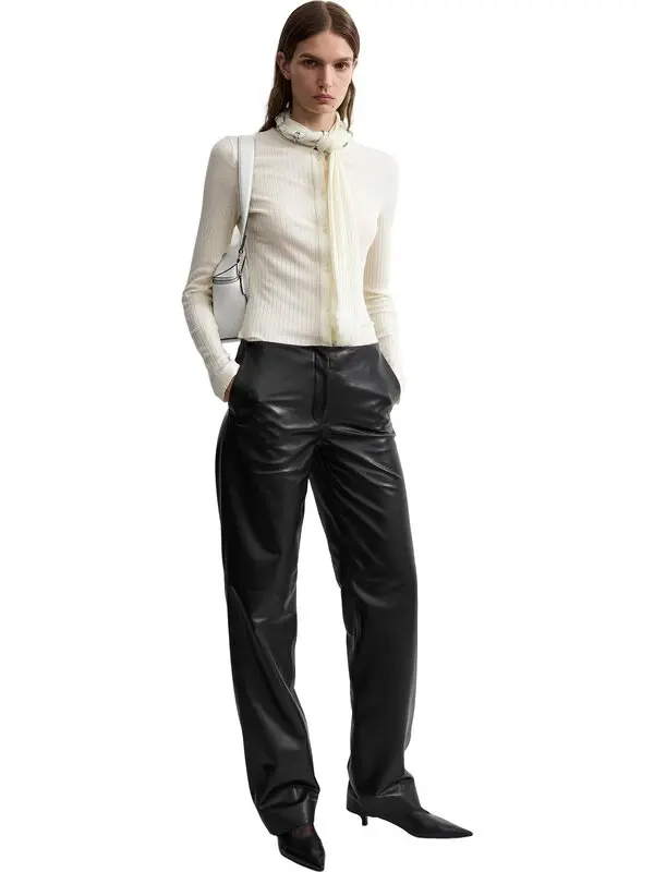 TOTEME Ribbed Bow Blouse - Ecru