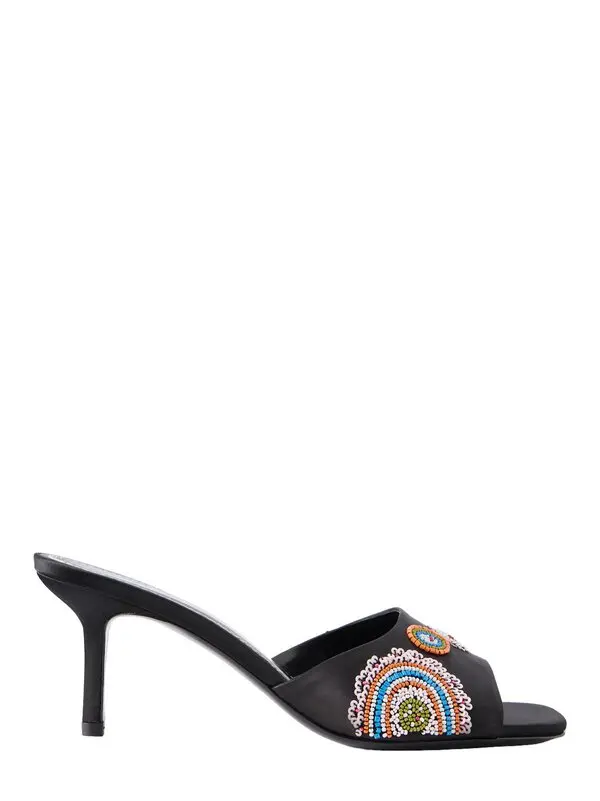 Staud Bea 50 Bead-embellished Satin Mules - Multi