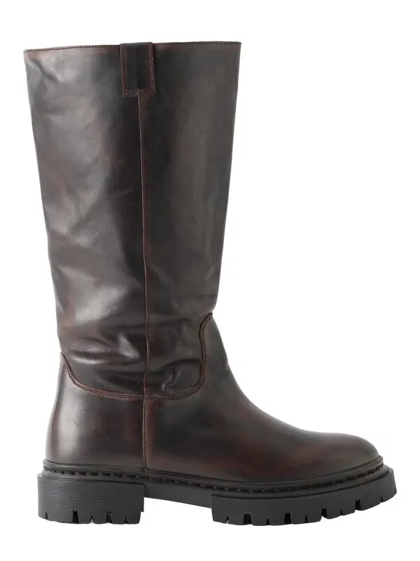 Staud Emmett Leather Knee Boots - Brown