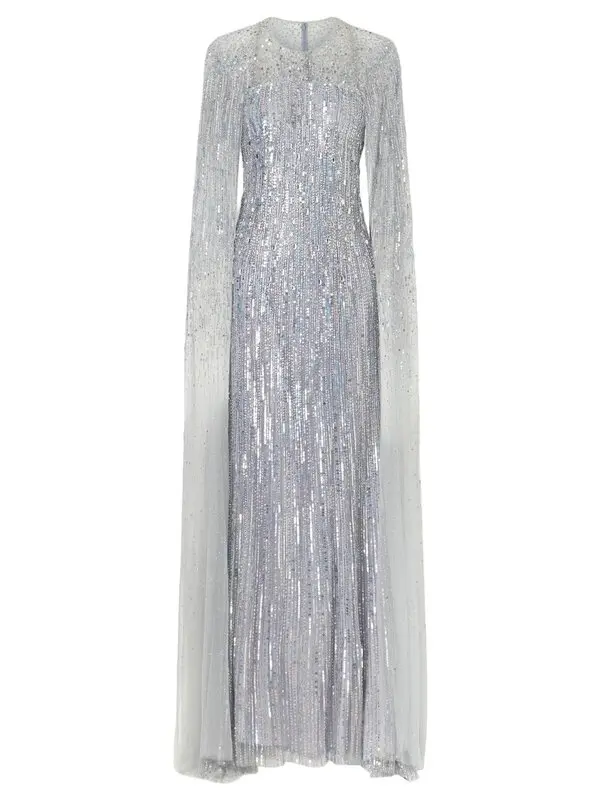 Jenny Packham Cosmic Dust Sequin-embellished Gown - Silver