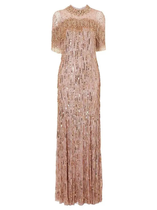 Jenny Packham Leia Cape-detailed Sequin-embellished Gown - Pink