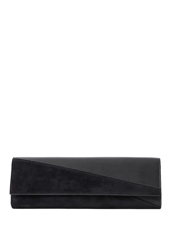 Proenza Schouler Hex Leather And Suede Clutch - Black