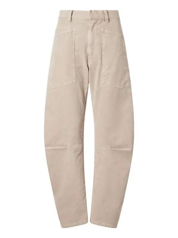 NILI LOTAN Shon Cotton-blend Twill Barrel-leg Pants - Neutrals