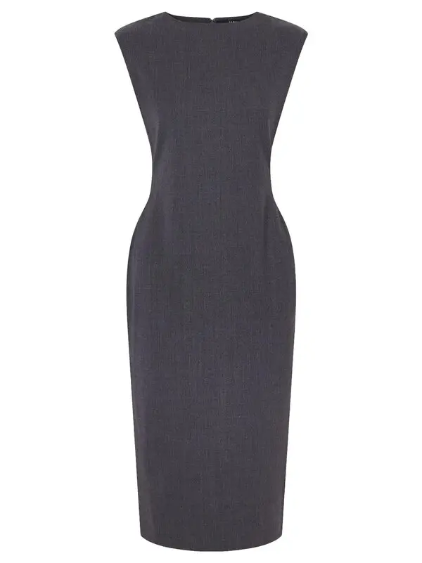 Jacquemus La Robe Alba Ruched-detail Drill Midi Dress - Gray