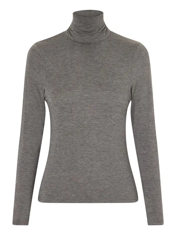NILI LOTAN Keria Stretch-jersey Turtleneck Top - Gray