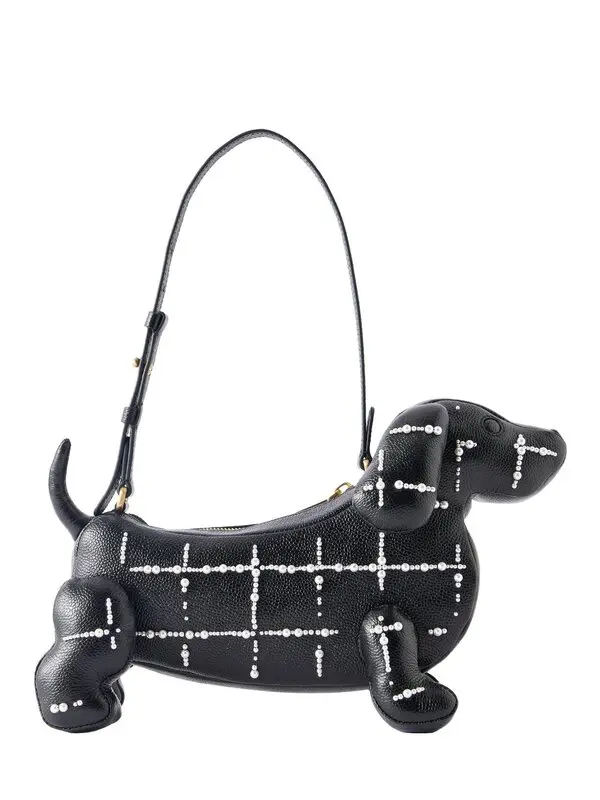 Thom Browne Baby Hector Bead-embellished Leather Tote - Black