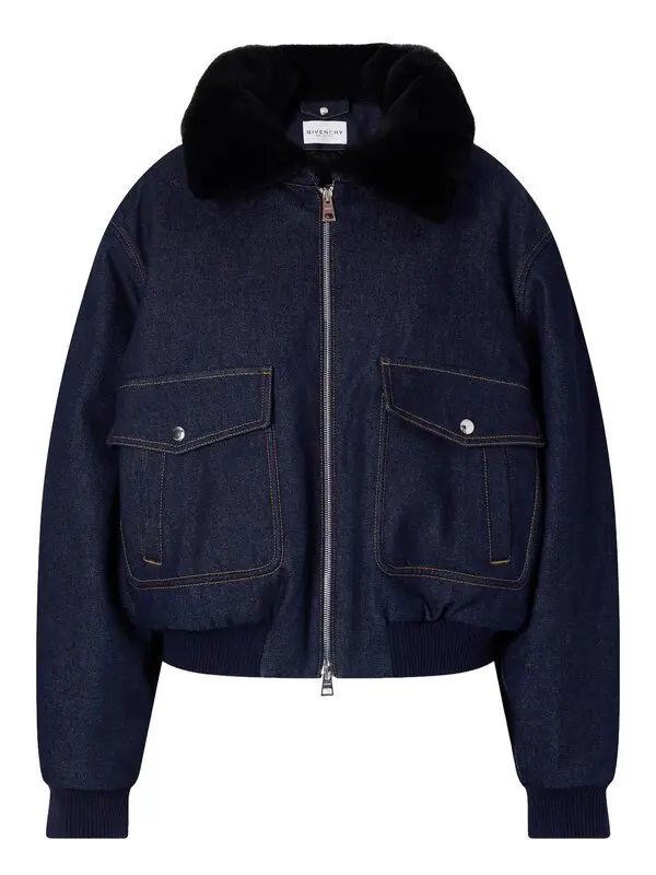 Givenchy Denim Shearling-trimmed Blouson Jacket - Blue