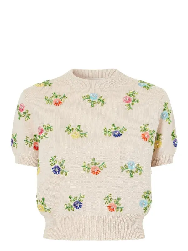 Rabanne Floral-embellished Merino Wool Sweater - Multi