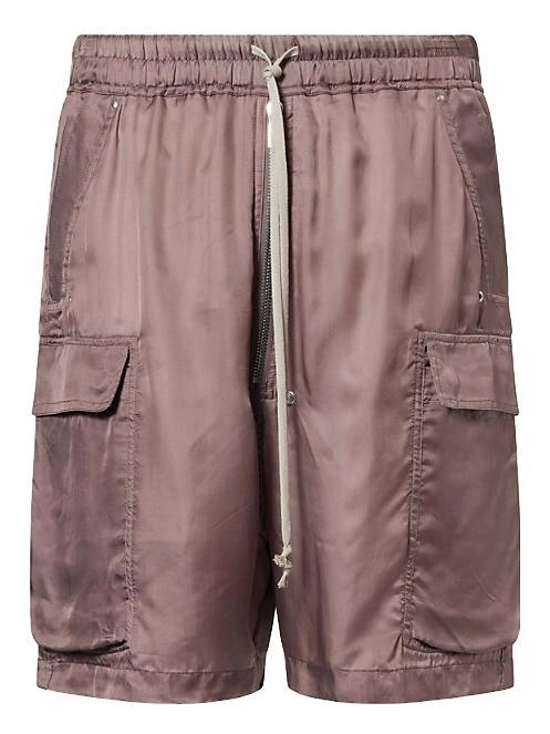 Rick Owens Cargobela Patch-pocket Satin Shorts - Grape