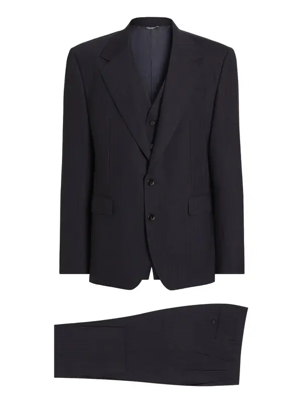 Dolce & Gabbana Single-breasted Sicilia Light Pinstripe Wool Suit Suits And Blazers Multi-colored - Multicolor