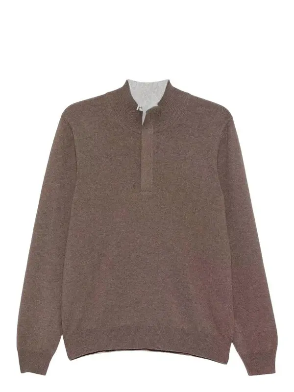 VENGERA Quarter-zip Knitted Sweater - Brown