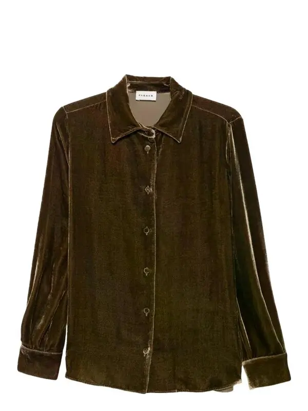 P.a.r.o.s.h Ravel Velvet-effect Long-sleeve Shirt - Brown