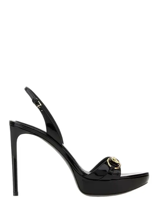 Gucci Horsebit Patent Leather Sandals - Black