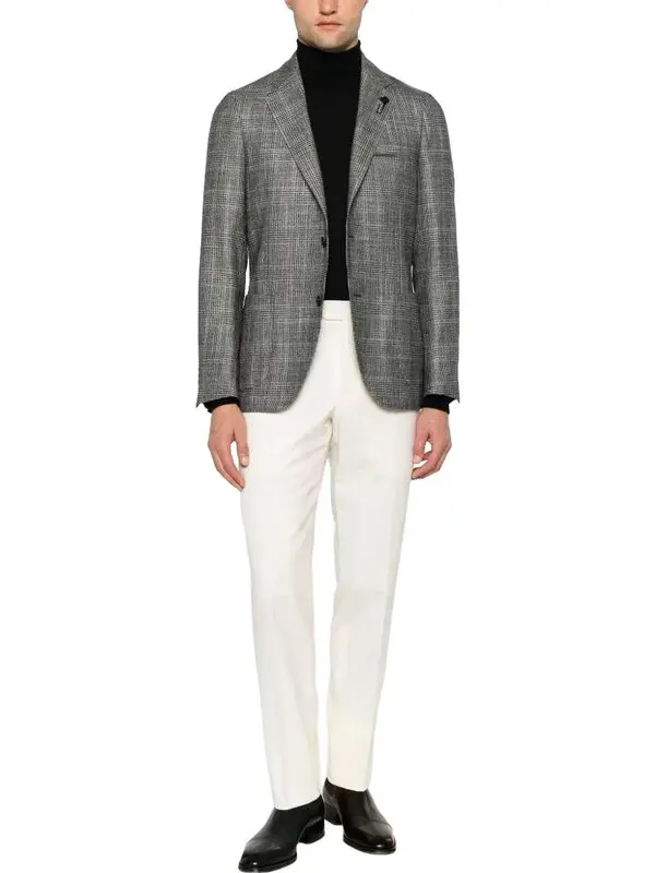 LARDINI Iconic Prince Of Wales Buttoned Blazer - Grey