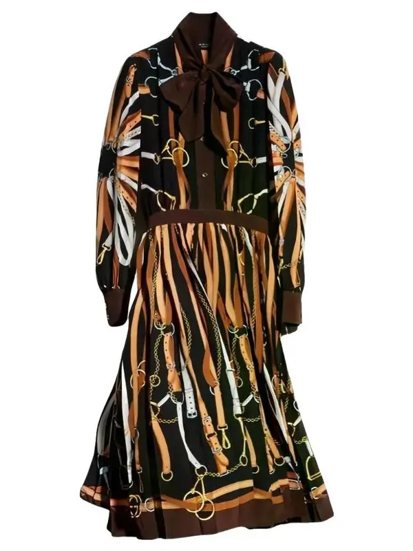 Gucci Printed Silk Chemisier Midi Dress - Black