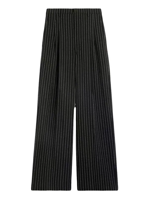 AMI Paris Wide-leg Virgin-wool Trousers - Black