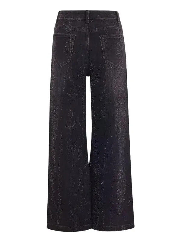 JOVONNA Rhinestone-embellished Wide-leg Jeans - Black