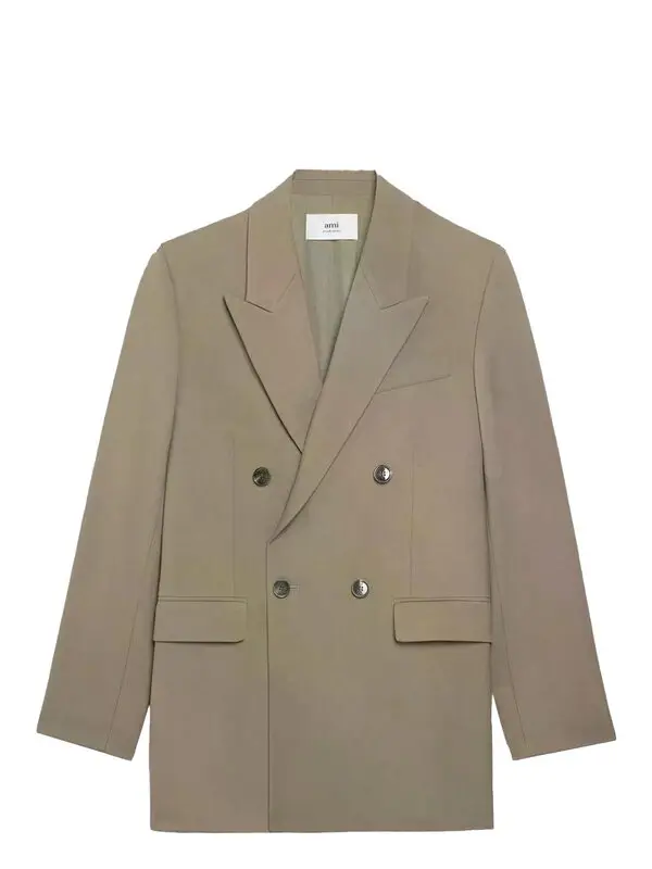 AMI Paris Double-breasted Virgin-wool Blazer - Neutrals