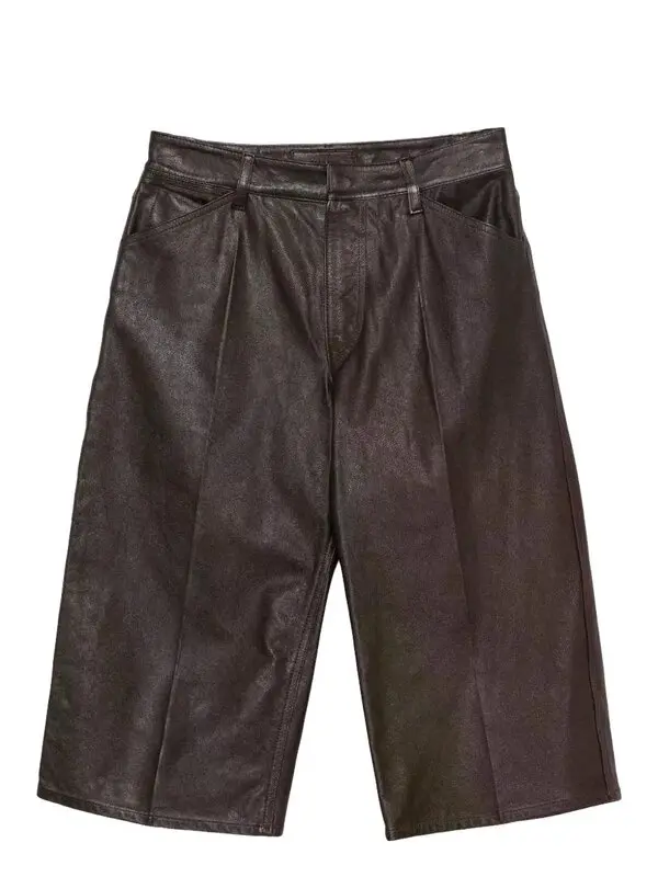 LEMAIRE Leather Shorts - Brown