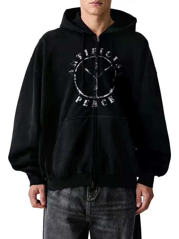 Vetements Graphic-print Washed-effect Hoodie - Black