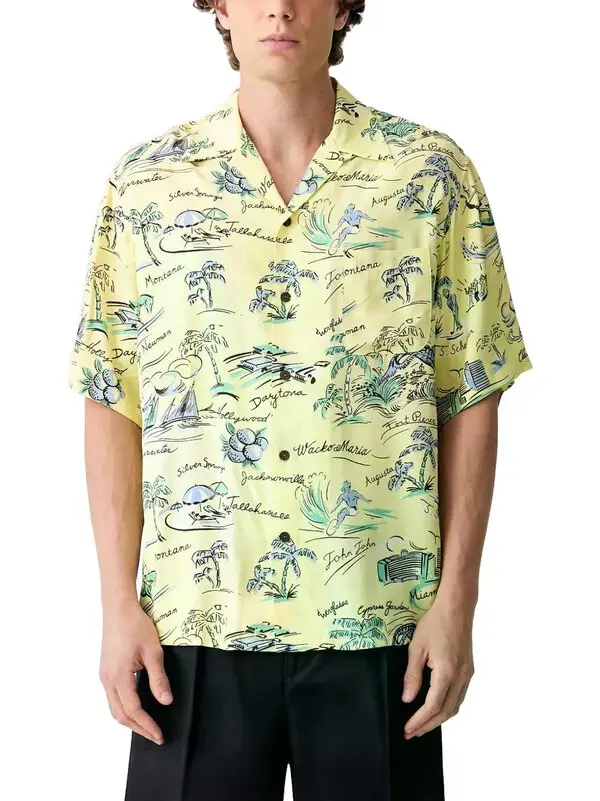 WACKO MARIA Graphic-print Short-sleeve Shirt - Yellow