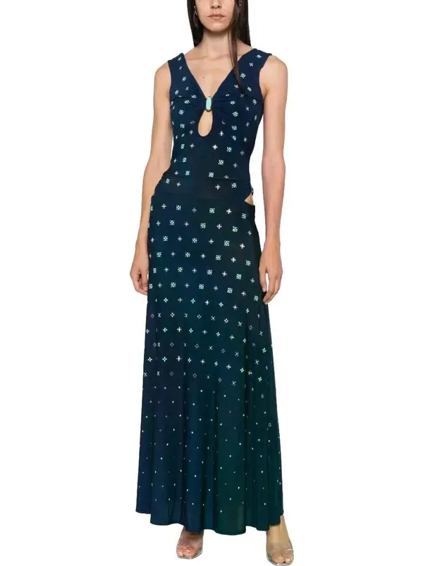 Rabanne Embellished Cut-out Maxi Dress - Blue