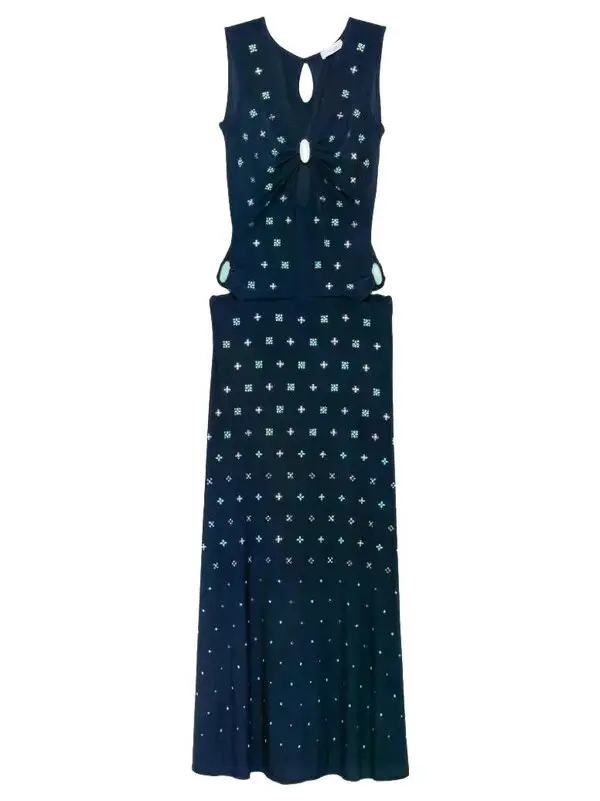 Rabanne Embellished Cut-out Maxi Dress - Blue