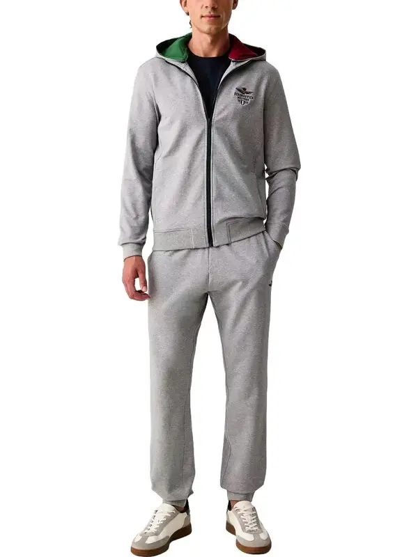 AERONAUTICA MILITARE Logo-embroidered Zip-up Hoodie - Grey