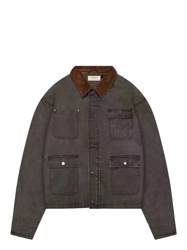 RETERNITY Waxed Hunting Corduroy-collar Jacket - Grey