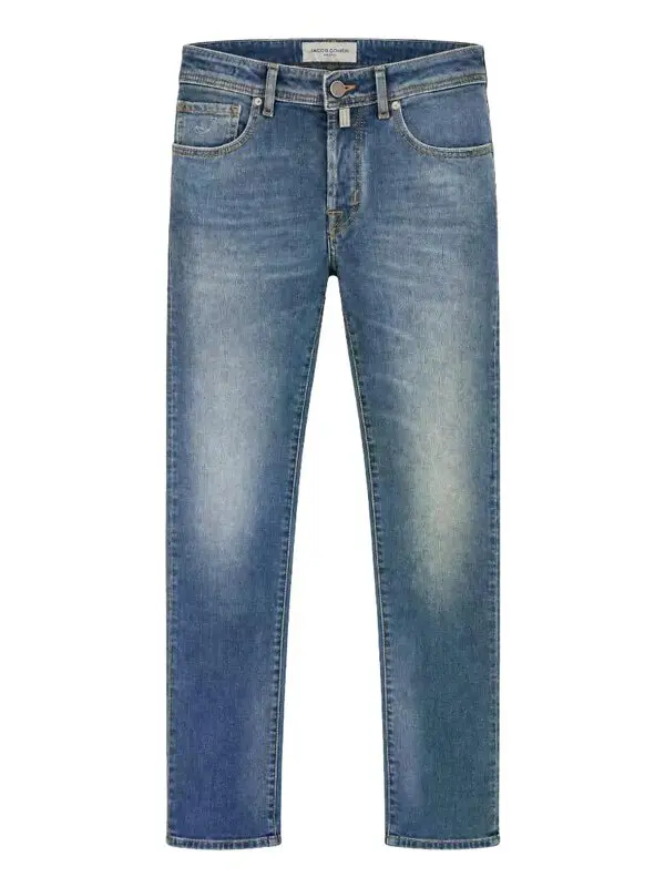 Jacob Cohen Logo-embroidered Faded-effect Jeans - Blue
