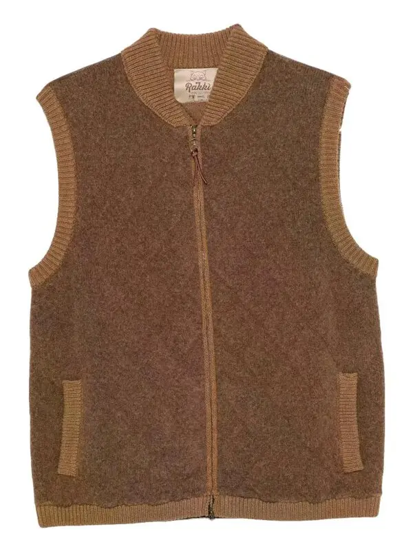 RAKKI Quilted Wool Gilet - Brown