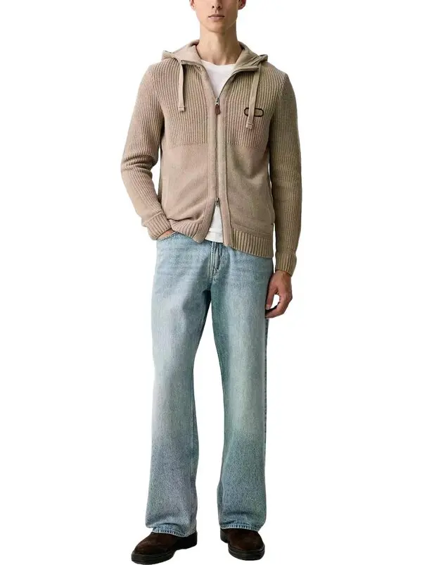 AERONAUTICA MILITARE Zip-up Panelled Hoodie - Neutrals