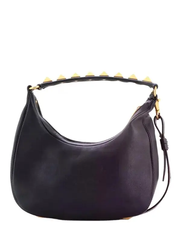 Valentino Garavani Stud Sign Zip Leather Hobo Bag - Black