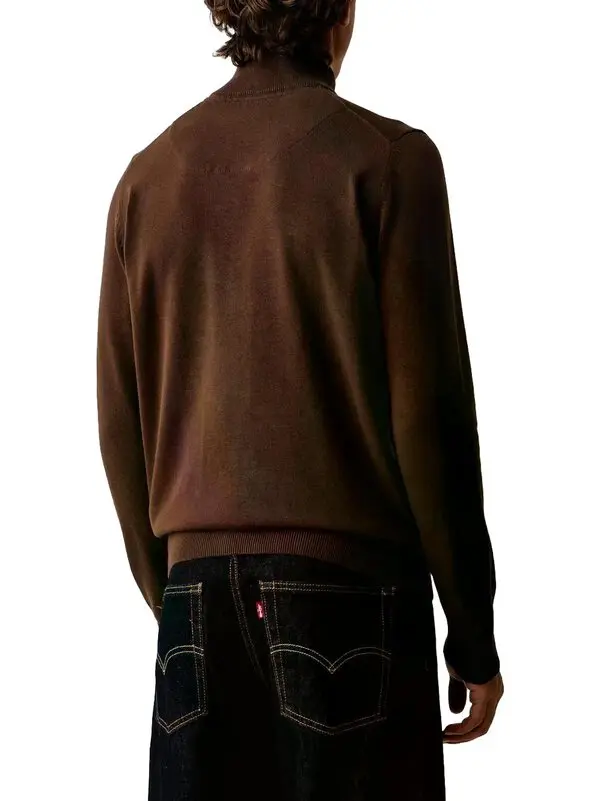 AERONAUTICA MILITARE Logo-embroidered Quarter-zip Sweater - Brown