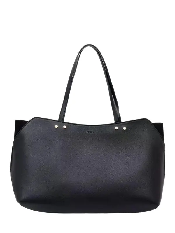 POLLINI Logo-debossed Panelled Tote Bag - Black