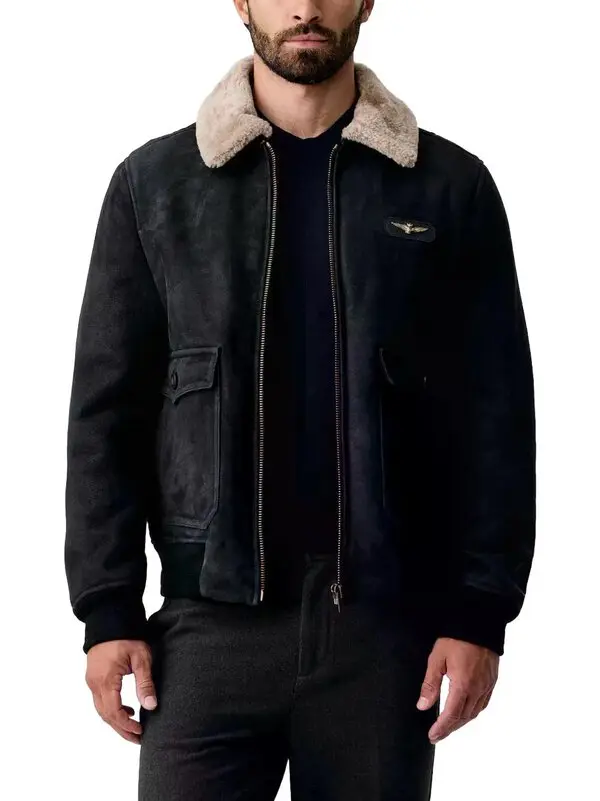 AERONAUTICA MILITARE Shearling-collar Flight Jacket - Black
