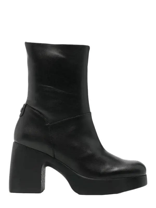 WONDERS Lady 101 Platform Leather Ankle Boots - Black